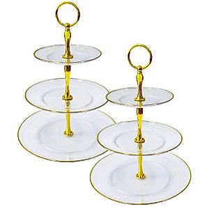 Cupcake Stand, 3-Tier Dessert Plates Mini Cakes Fruit Candy Display Tower Lollipop Stand Cookie Cupcake Tower Dessert Stand Lollipop Stand Cake Stand Tray Rack Candy Buffet Holder (Clear - 2 Pack)