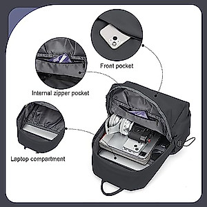 coofay Black Carry on Backpack For Women Men Waterproof College Gym Backpack Lightweight Small Travel Backpack Rucksack Casual Daypack Laptop Backpacks Hiking Backpack