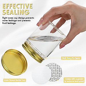 Wesiti 60 Pcs 8 oz Clear Plastic Jars Empty Plastic Storage Containers Refillable Plastic Mason Jars with Metal Golden Lids Transparent Round Canning Jars for Spice Dry Food Honey Herb Kitchen