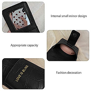 MOCOHANA Leather Makeup Lipstick Case with Mirror for Purse Cosmetic Pouch Travel Makeup Bag Holder Fits Most Popular Brands of Lipstick