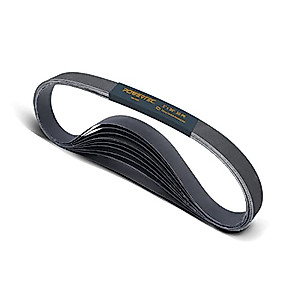 POWERTEC 457600 1 x 30 Inch Sanding Belts, 600 Grit Silicon Carbide Belt Sander Sanding Belt for Belt Sander, Belt and Disc Sander, Woodworking, Metal Polishing & Grinding, Knife Sharpening, 10PK