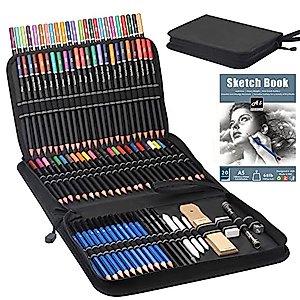 Premium Drawing Pencil Set(96pcs),including 72 Colored Pencils and 24 Sketch Kit,Art Pencil Kit in Zippered Travel Case, for Drawing,Sketching and Coloring,Ideal for Beginner,Artists and Adults