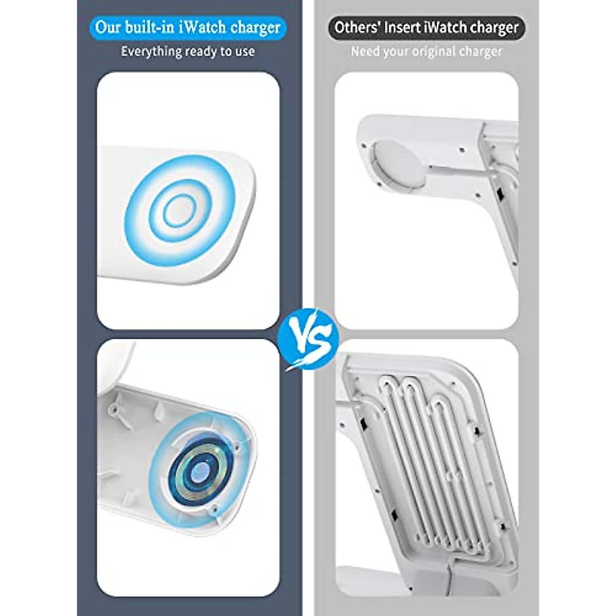 Wireless Charger 3 in 1, Any warphone Wireless Charging Station for Multiple Devices, Charger Station Compatible with iPhone 14/13/12/11/Pro/Max/XS/XR/X/8, iWatch 8/7/6/SE/5/4/3/2, AirPods Pro/3/2/1