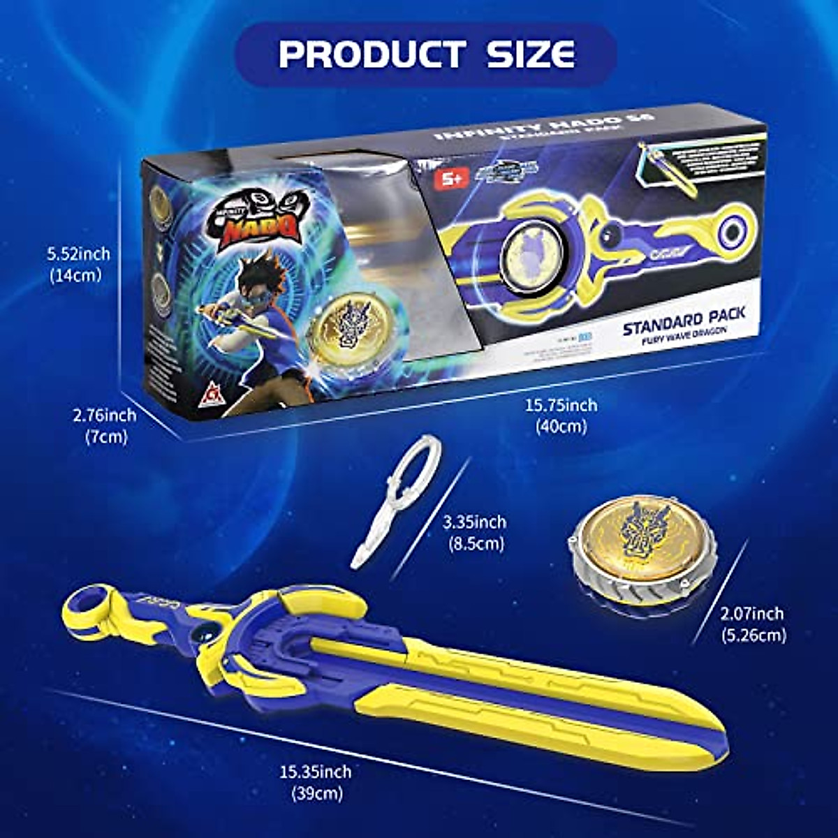 Infinity Nado Battling Top Burst Gyro Toy, Spinning Top w/Sword Launcher, Battle Game Set Toys for 5 6 7 8 9 10 Years Old Boys Girls, Gifts for Boys Girls Kids - Fury Wave Dragon