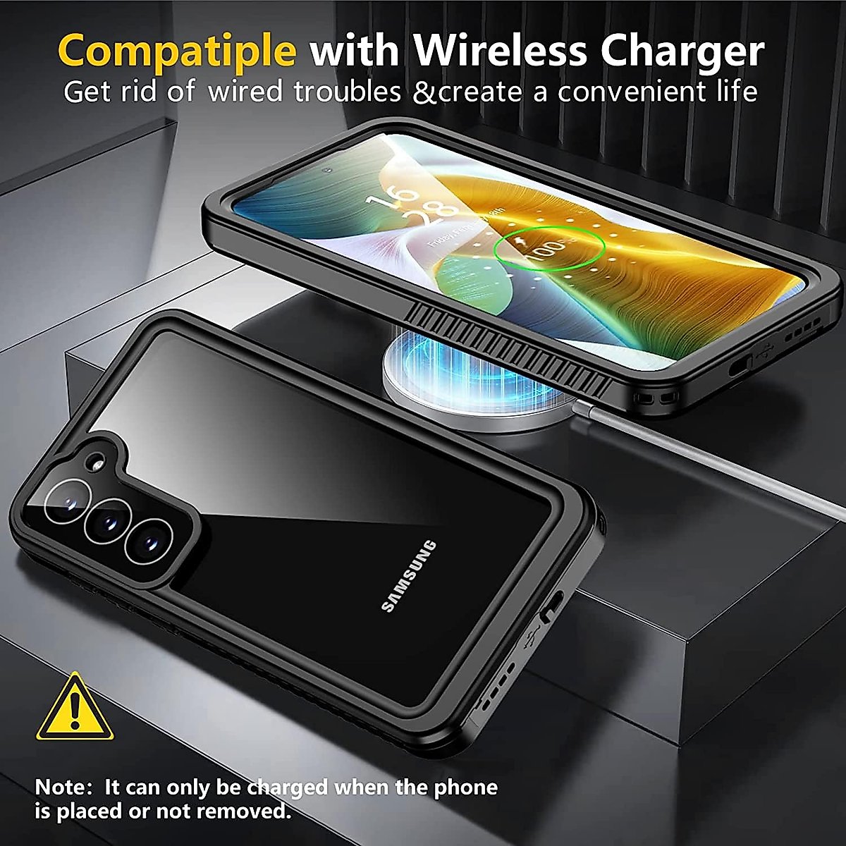 Oterkin for Samsung Galaxy S23 Plus Case Waterproof,S23 Plus Case with Built-in Screen&Camera Protector,360° Full Body Protection Dustproof Shockproof Heavy Duty Rugged Case for S23+ Plus 6.6''-Black