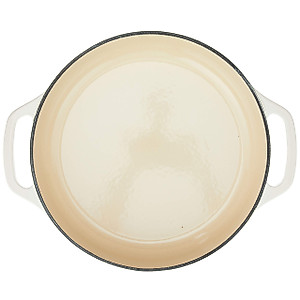 Lodge Enameled Cast Iron Casserole With Steel Knob and Loop Handles, 3.6 Quart, Oyster White & 6 Quart Enameled Cast Iron Dutch Oven. White Enamel Dutch Oven (Oyster White)