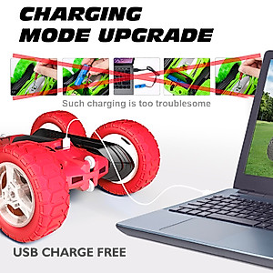 Tecnock Remote Control Car, RC Cars Double Sided 360° Rotating Car Toys, Gesture Sensing RC Stunt Car with Headlights Wheel Lights, Ideal Gifts for Boys Girls