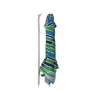 Sunspecs 6.5 feet Outdoor Patio Beach Garden Umbrella with Fat Pole Tilt Matching Carry Bag (GreenBlue stripes)