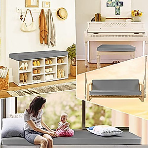 Millsilo Bench Cushion for Indoor Outdoor Furniture, Non-Slip Window Seat Cushions,Piano Shoe Storage Bench Pads, Water Repellent Picnic Kitchen Dining Long Chair Cushion 36x14x4inch Dark Grey