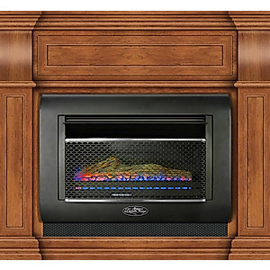 Duluth Forge Dual Fuel Ventless Gas Fireplace System with Mantle, Thermostat Control, 1 Fire Logs, Use with Natural Gas or Liquid Propane, 26000 BTU, Heats up to 1400 Sq. Ft., Toasted Almond Finish