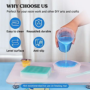 LET'S RESIN Leveling Table for Resin, 16''x 12'' Acrylic Adjustable Resin Leveling Table with Silicone Mat, Multipurpose No Installation Required Self Leveling Board for Resin Molds, Waves, Epoxy