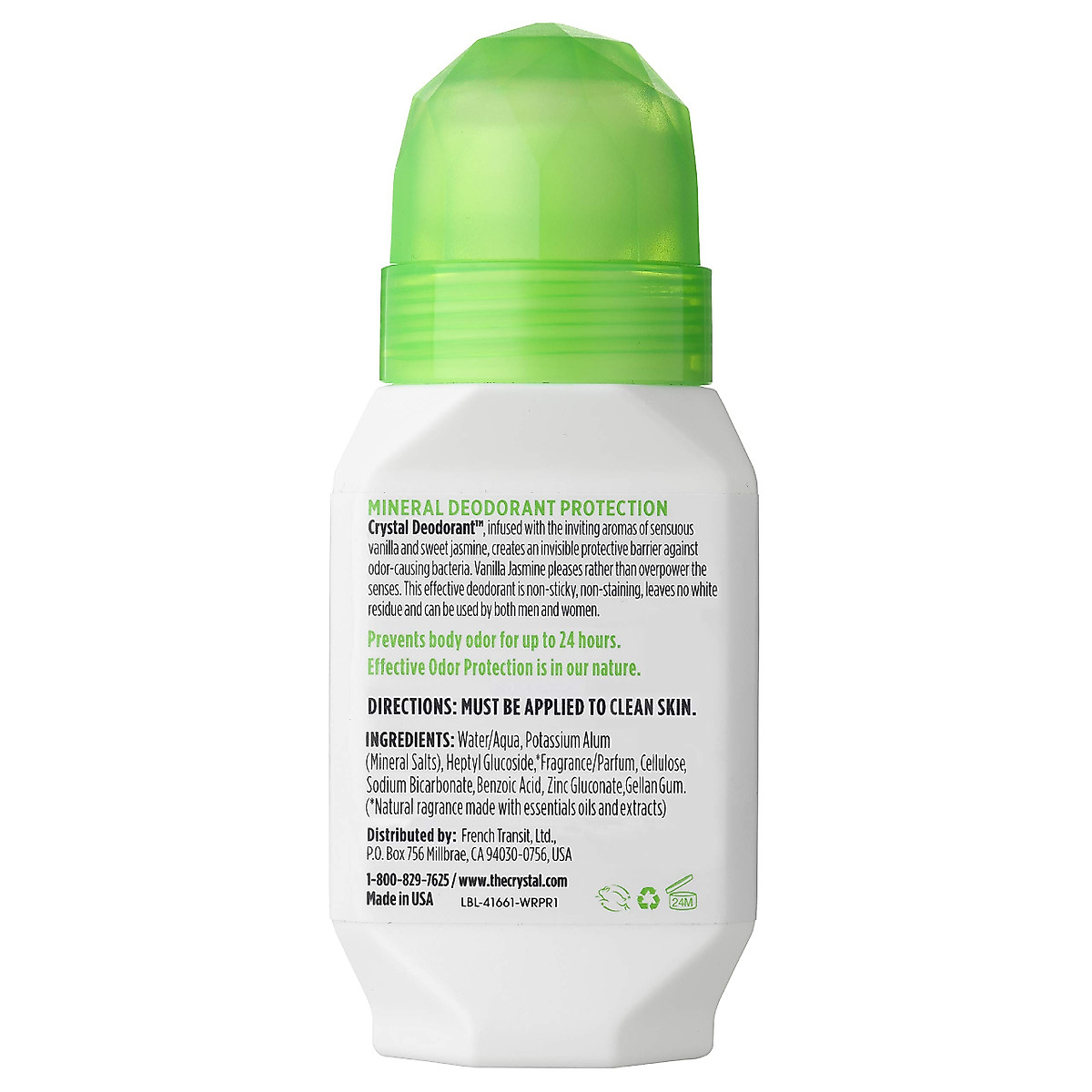 Crystal Deodorant - Mineral Roll on Vegan Deodorant for Women and Men, Vanilla Jasmine - 2.25 fl. oz. (Pack of 3)