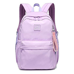 Caran·Y Kids Backpack Girls and Boys Classic School Backpack Light Weight Two Size Multi-pocket L-Purple Suitable for ages 6+ and above（Purple）