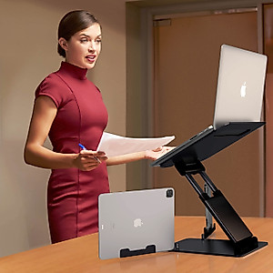 Ergonomic Laptop Stand for Desk, Adjustable Height up to 20", Laptop Riser Computer Pulpit Stand for Laptop, Portable Laptop Stands, Fits MacBook, Laptops 10 15 17 inches Laptop Holder and Laptop Desk