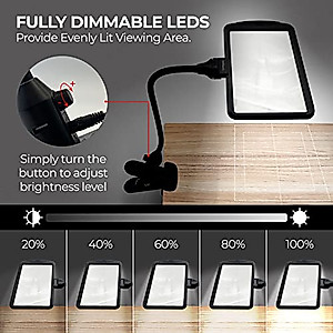 MagniPros 4X Magnifying Desk Lamp with Detachable Clamp, USB Fast Charge, Magnifying Glass with Stepless Dimming & Extra Large Viewing Area for Reading, Painting, Sewing, Crafts & Close Work
