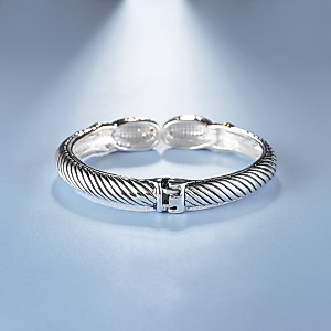 UNY Pave Stone Cable Wire Retro Antique Spring Clap Bangle Elegant Beautiful Valentine Mother's day Gifts