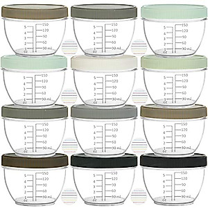 Youngever 18 Sets Baby Food Storage, 6 Ounce Baby Food Containers with Lids and Labels, 9 Urban Colors