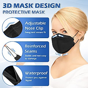 XDX 100 Pack Black Disposable Face Masks, 4 Layers Black Masks Individually Wrapped for Women and Men, Breathable and Comfortable Adult Masks – for Office, Outdoor, Daily Use