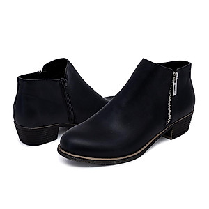 Nautica Women's Ankle Boots - Chic Vegan Leather Booties with Zipper | Low Heel, Versatile Style for Winter Fashion, Dress, or Casual Wear-Alara-Black Size-7.5