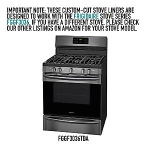 Premium Plus Stove Protectors for Frigidaire Gas Range Model FGGF3036TDA, Custom Cut, Easy to Clean Stove Liner, Made in the USA.