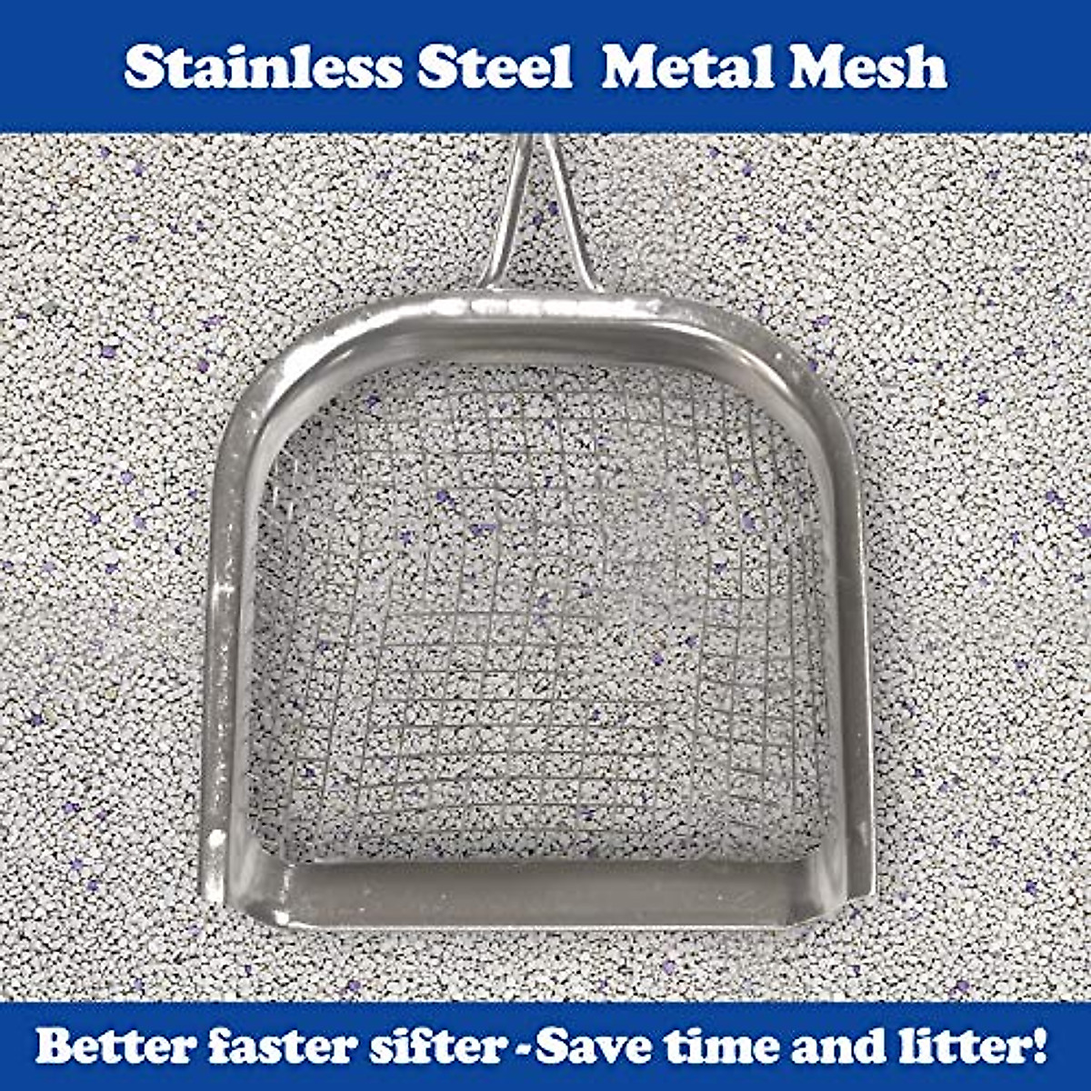 Sand Dipper Square Cat Scoop - Stainless Steel Long Adjustable Handle Cat Litter Scoop, 29" to 41" Reach (Mid-Adjustable)