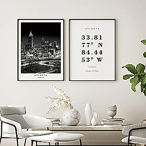 Dear Mapper Atlanta United States View Abstract Road Modern Map Art Minimalist Painting Black and White Canvas Line Art Print Poster Art Print Poster Home Decor (Set of 3 Unframed) (16x24inch)