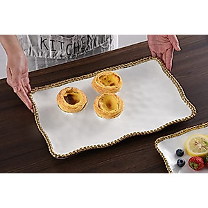Pampa Bay Golden Salerno Titanium-Plated Porcelain Medium Platter, 14.25 x 9 x 1in