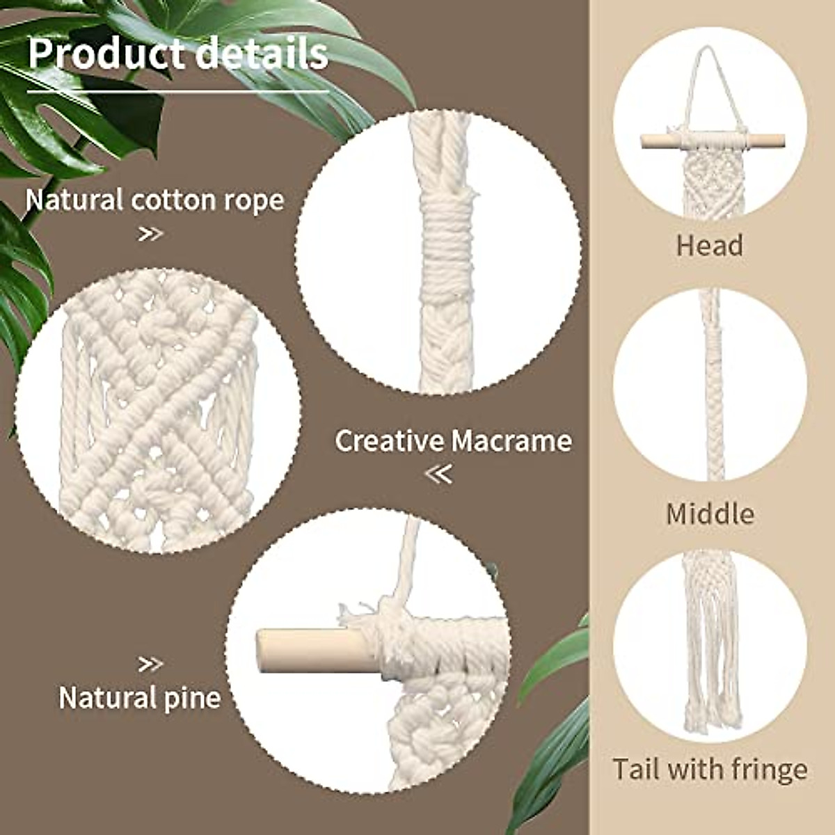 Boho Hat Rack for Wall, Macrame Hat Organizer, Bohemian Women Hand Weaving Hat Storage Hanger, Wooden Display Rack Decorative Cap Holder for Wide Brim Caps…