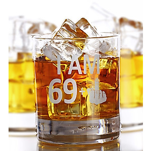 Promotion & Beyond I AM 69 PLUS 1 Whiskey Glass - Funny Sarcastic Finger 70th Birthday Gift