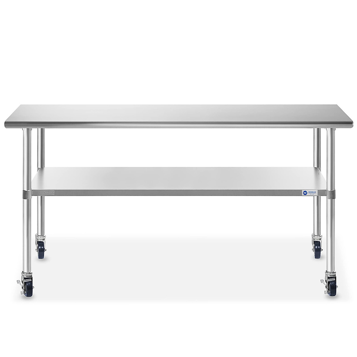 GRIDMANN NSF Stainless Steel Work & Prep Table 60 x 30 Inches with Caster Wheels and Under Shelf for Restaurant, Home, Hotel