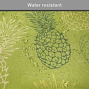 Ambesonne Green Leaf Chair Seating Cushion Set of 6, Hand Drawn Style Exotic Pineapple Fruit Tropical Summer Theme, Anti-Slip Seat Padding for Kitchen & Patio, 16"x16", Apple Green and Fern Green