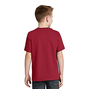 Hanes boys Cotton T-Shirt(5450)-Deep Red-XS