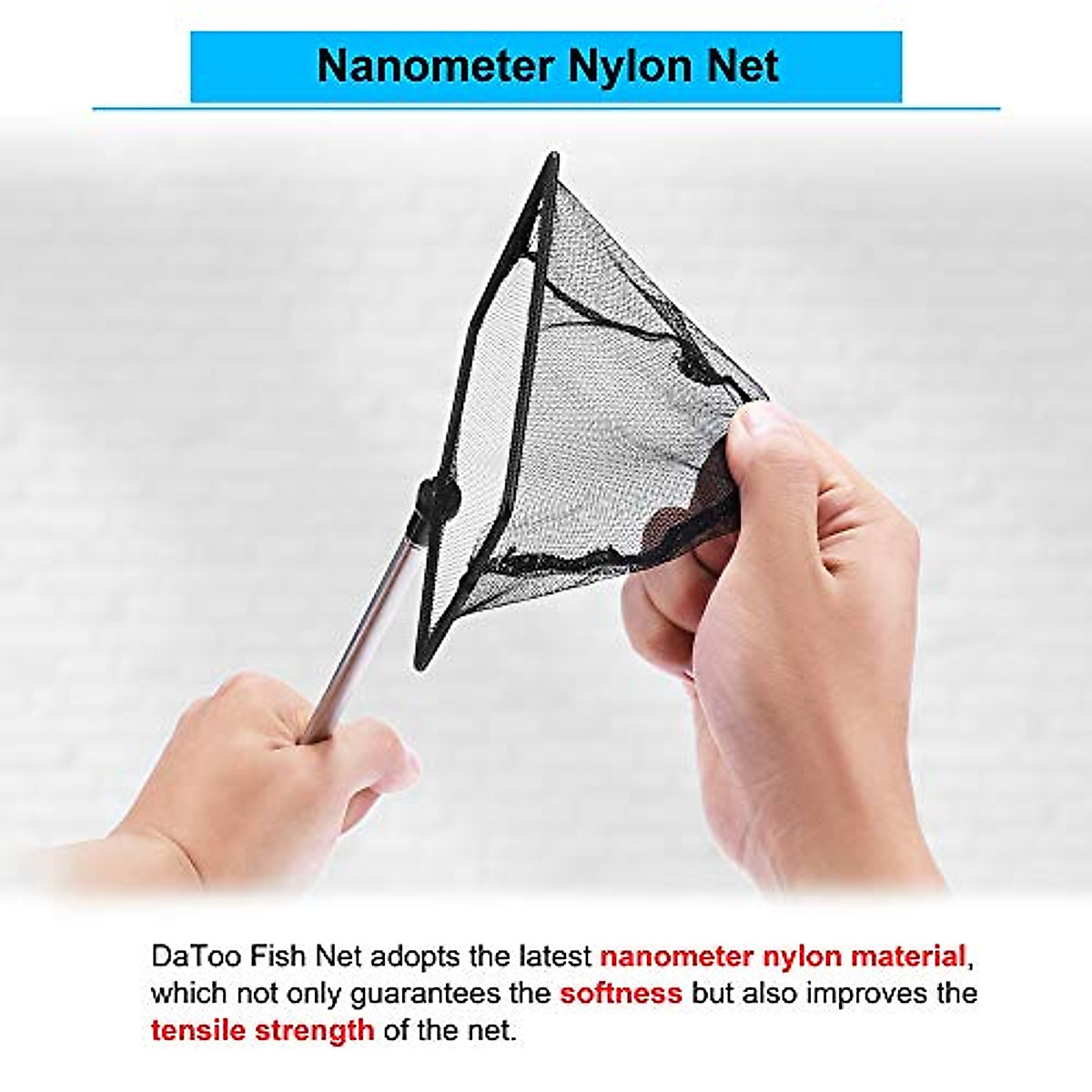 DaToo 5 Inch Aquarium Fish Net for Betta Fish Tank Nano Nylon Net with Extendable Handle 10-25 Inch, 1 Yr Warranty