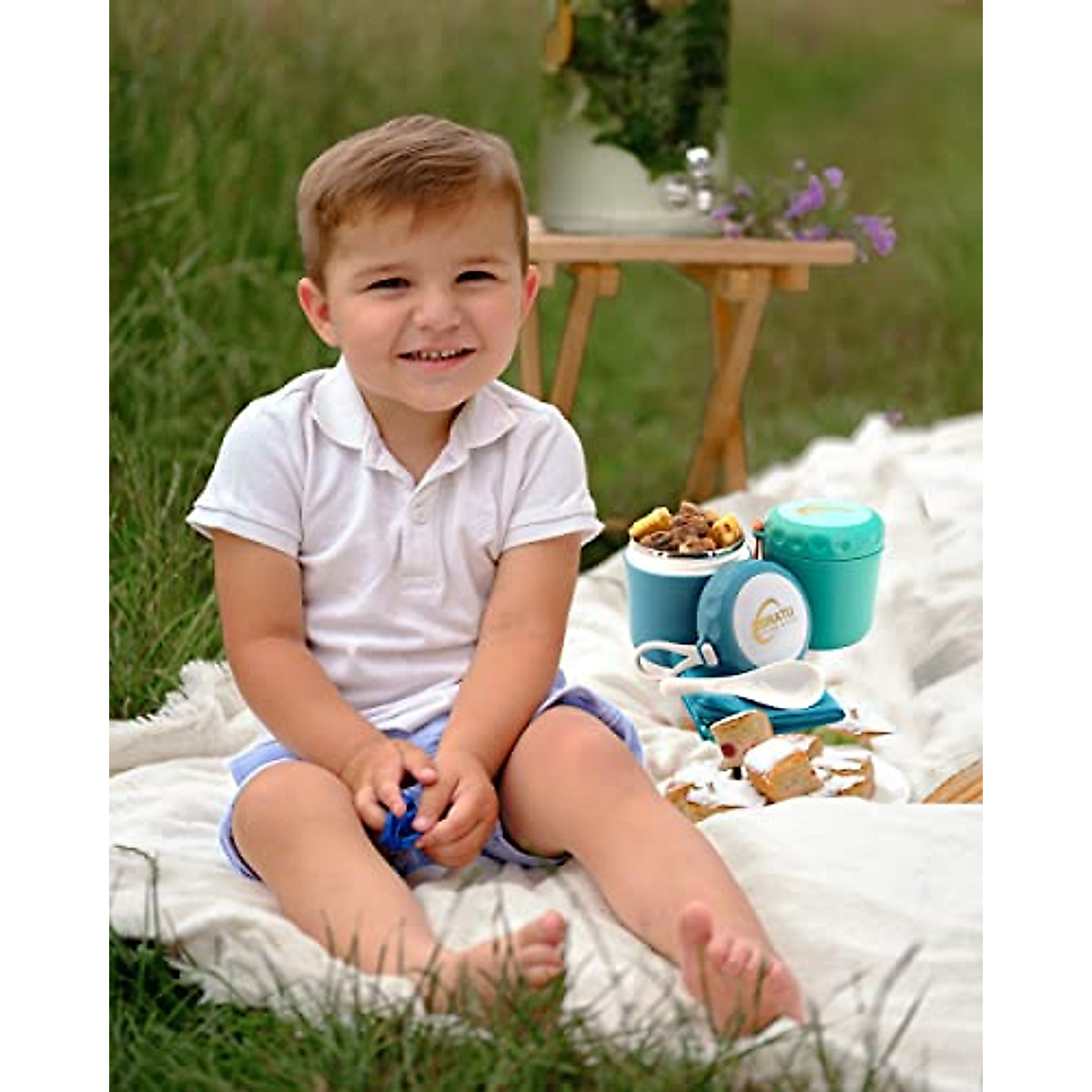 AGRATU 2 Pack Kids Thermos for Hot Food with Spoon Thermos Food Jar for Kids 13.5oz(Green/Blue)