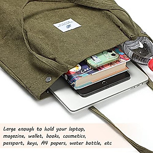 WantGor Large Corduroy Totes Bag Women's Casual Purses Work Handbags Big Capacity Shopping Bag