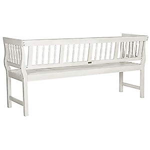 Safavieh PAT6732C Outdoor Collection Brentwood Bench, Antique/White