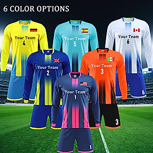 Custom Soccer Goalie Shirt and Shorts Personalized Goalkeeper Jersey Kids Youth and Adult Sizes Orange