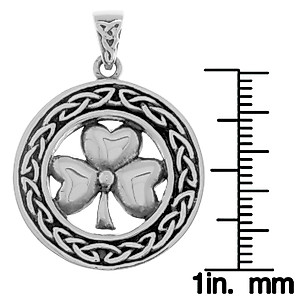 Jewelry Trends Celtic Good Luck Clover Shamrock Sterling Silver Pendant