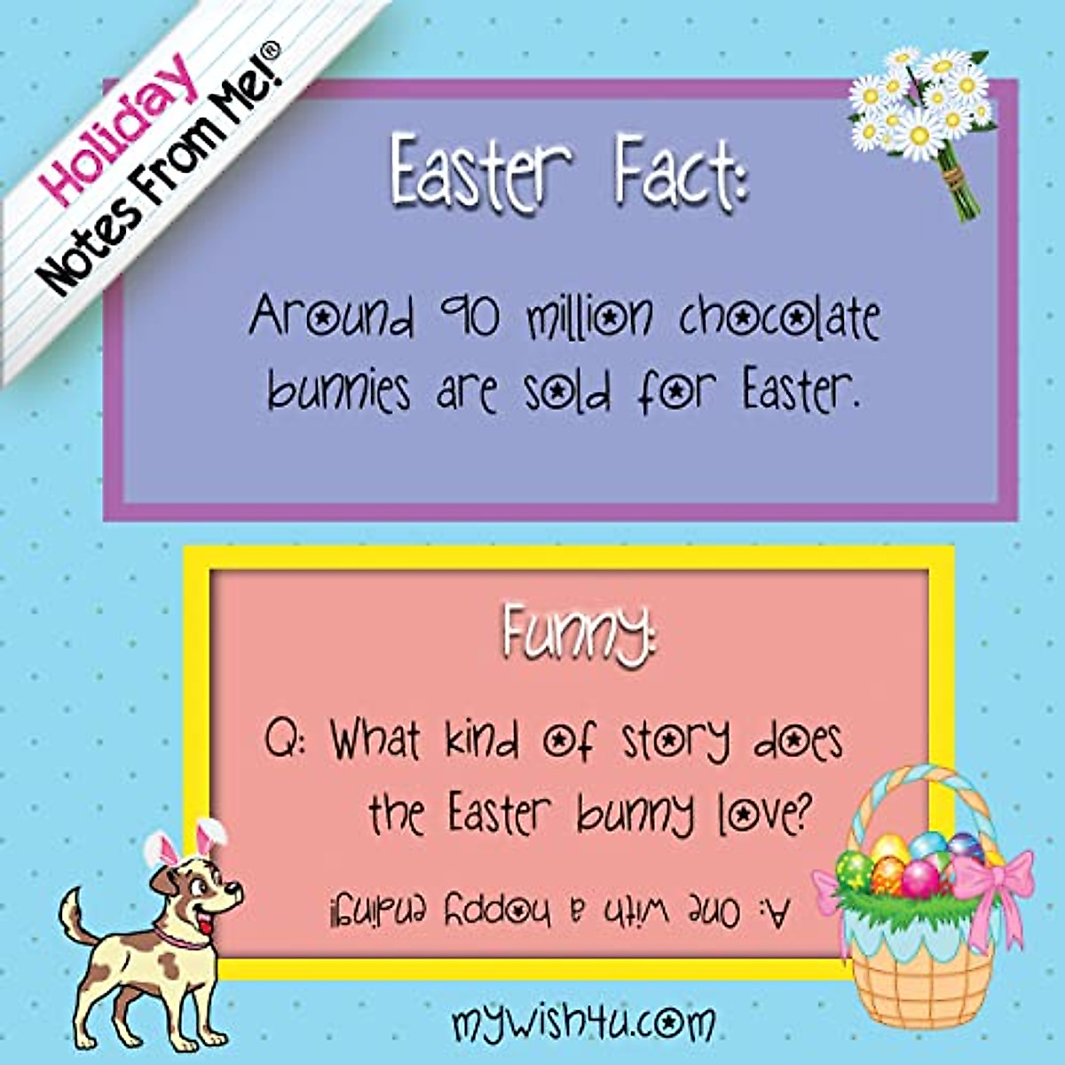 Notes From Me! 50 Tear-Off Lunch Box Notes for Kids, Easter Facts & Funnies, Fun & Educational, Inspirational, Motivational, Thinking of You, Back to School Essential, Easter Day Activity, Ages 8+