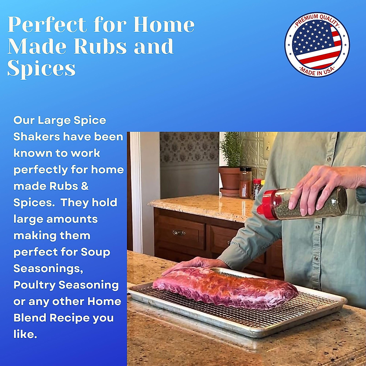 JARMING COLLECTIONS Glass Spice Jars with Shaker Lids - Spice Jars 16 oz for Food Storage, Spice Containers for Kitchen Organization and Storage, Bottles for Spices (Black - 16 Ounce 3 pack)