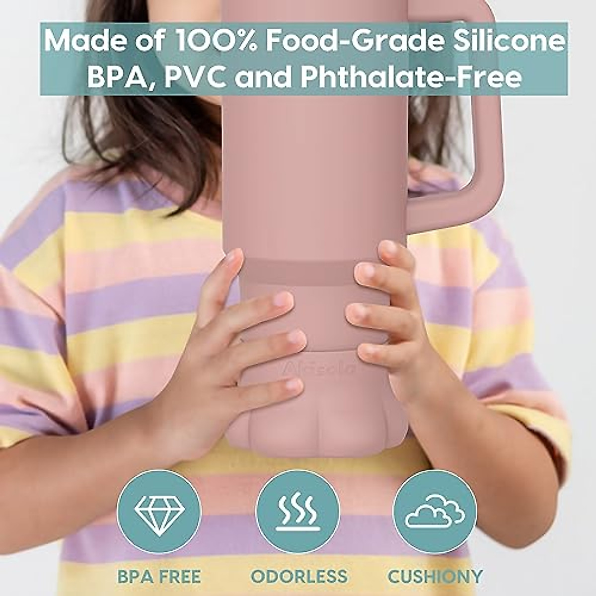 ORIHILL x Akisola Cat Paw Boot Sleeve, Silicone Bottom Cover Bumper for Water Bottle,Suitable for 40Oz Hydro Flask,Simple Modern and Stanley Tumbler,Stanley Silicone Boot (Pink Dusk)