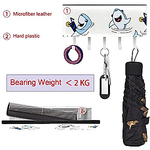 Cute Swim Ring Shark Rack Organizer with 5 Hooks Wall Bathroom Kitchen Shelf Rack Multifunctional Storage Shelf