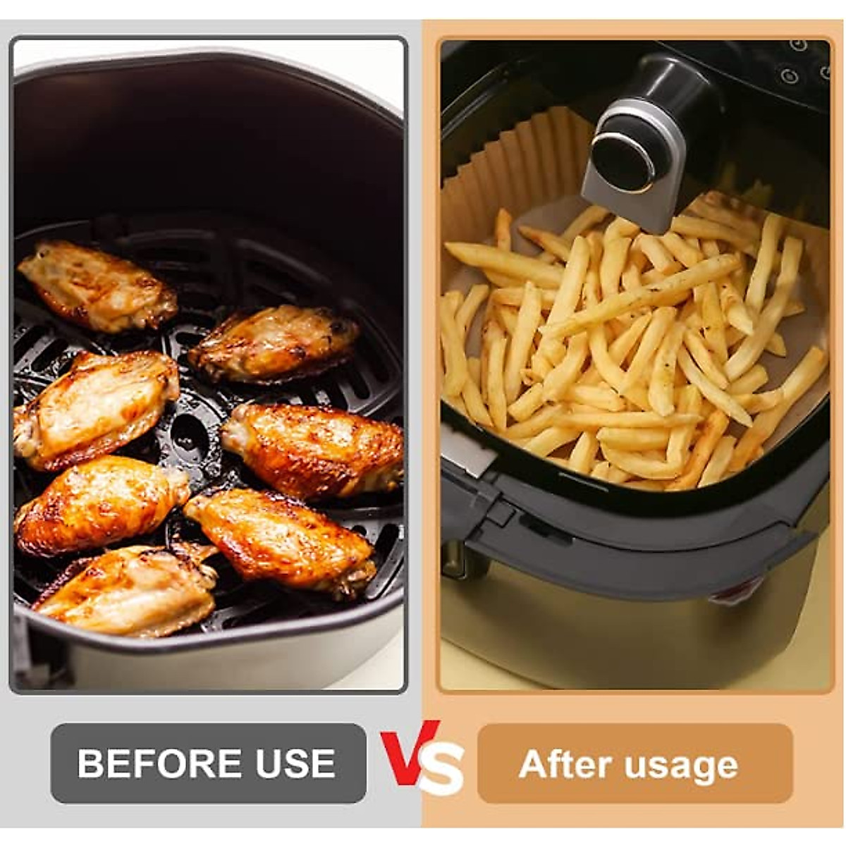 Air fryer liners, 6.3 inches 50PCS Air Fryer Paper Liners Air Fryer Disposable Paper Liner Non-Stick, Oil-Proof, Water-Proof. Food Grade Baking Paper for Roasting Microwave