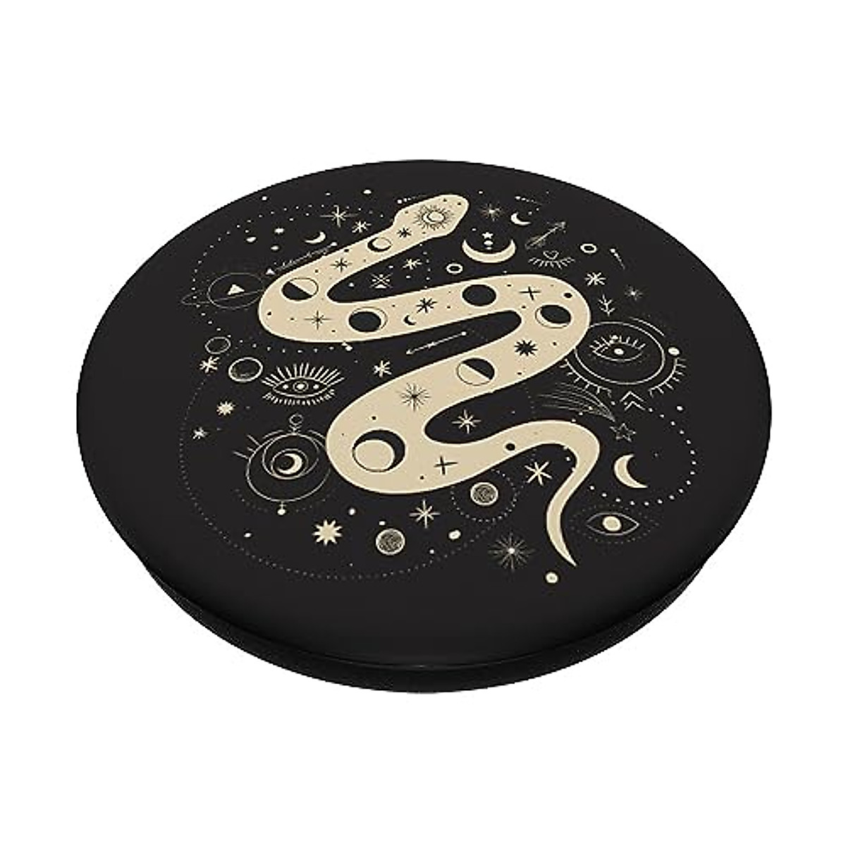 Snake Mystic Astrology Moon Stars Black PopSockets Standard PopGrip