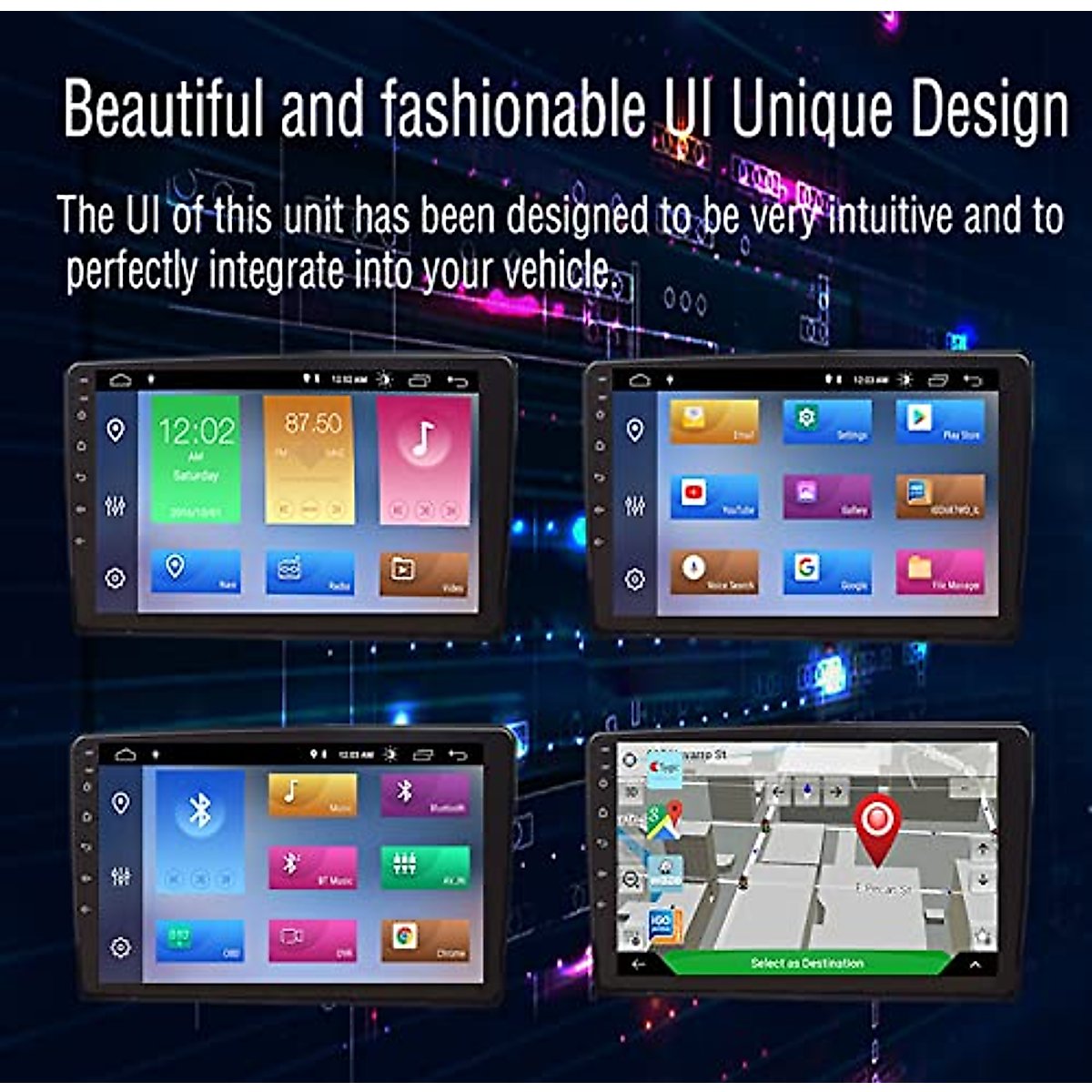 Android 12 Car Stereo Radio Player IPS GPS Navigation Built-in Wireless CarPlay Bluetooth Head Unit Supports Full RCA Backup Camera WiFi DVR TPMS for KIA Forte Cerato 2008 - 2014