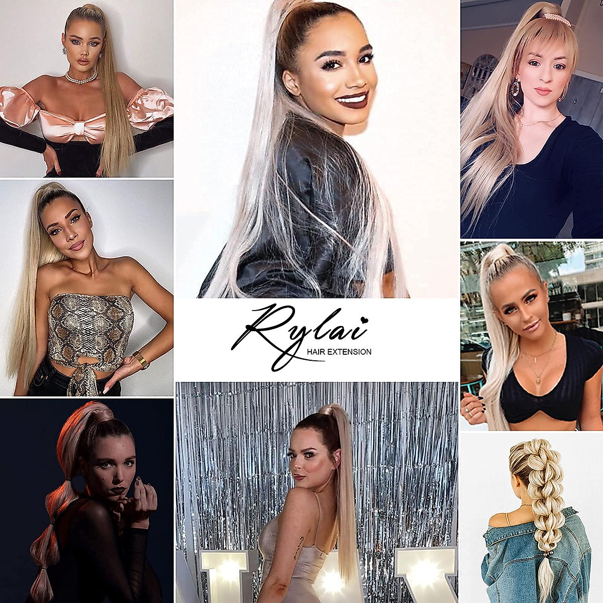 YIBANG 30inch Long Straight Drawstring Ponytail Synthetic High Puff Ponytail Hair Pieces With Comb Clip in Straight Ombre Blond Ponytail Clip in Hair Extensions Smooth &Soft(MT27/613)…