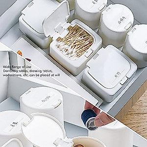 Cotton Swab Holder, Pop Up Window Dustproof Button Lid with Stickers Qtip Dispenser for Living Room Bathroom