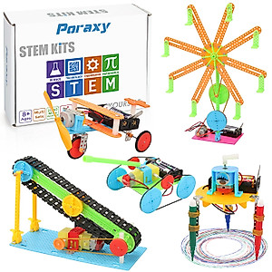 Poraxy 5 Set STEM Science Kits for Kids Age 8-12, DC Motors Electronic Assembly Robotic STEM Toys for Age s 8-13, Building Experiments Projects Kits, Gifts for Boys and Girls Ages 6 7 8 9 10 11 12 13