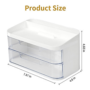 DOCMON Desk Organizer with 2 Drawers, Cute Pen Pencil Holder for Desk, Makeup Brush Holder Organizer for Vanity Home Office School