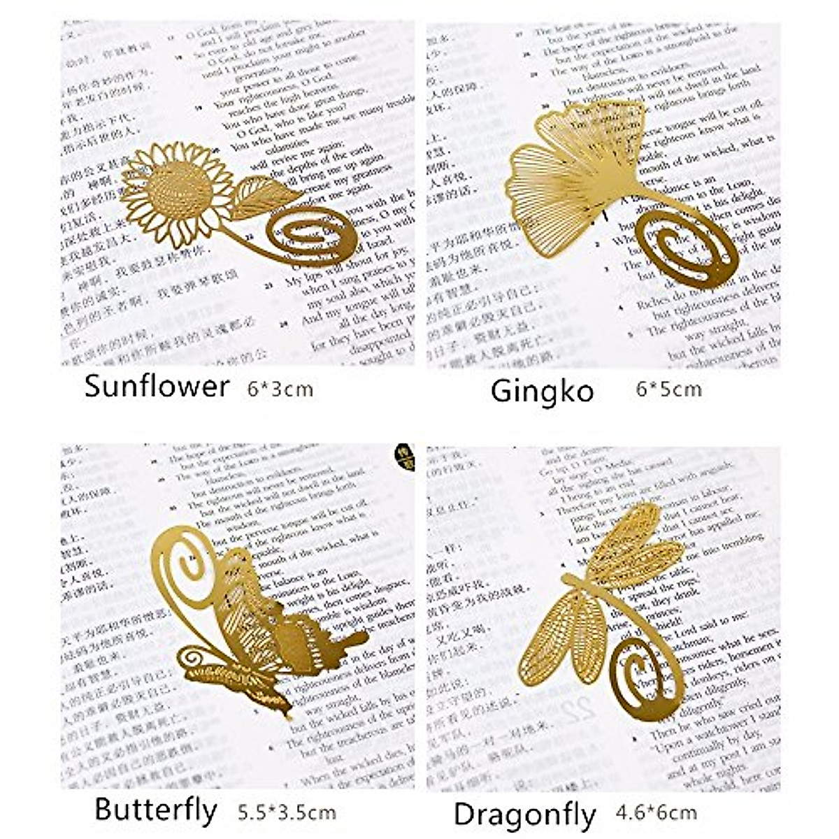Fascola Pack of 8 Cute Cartoon Art Golden Feather Bookmarks Metal Book Mark for Reading Stationery Office School Supplies